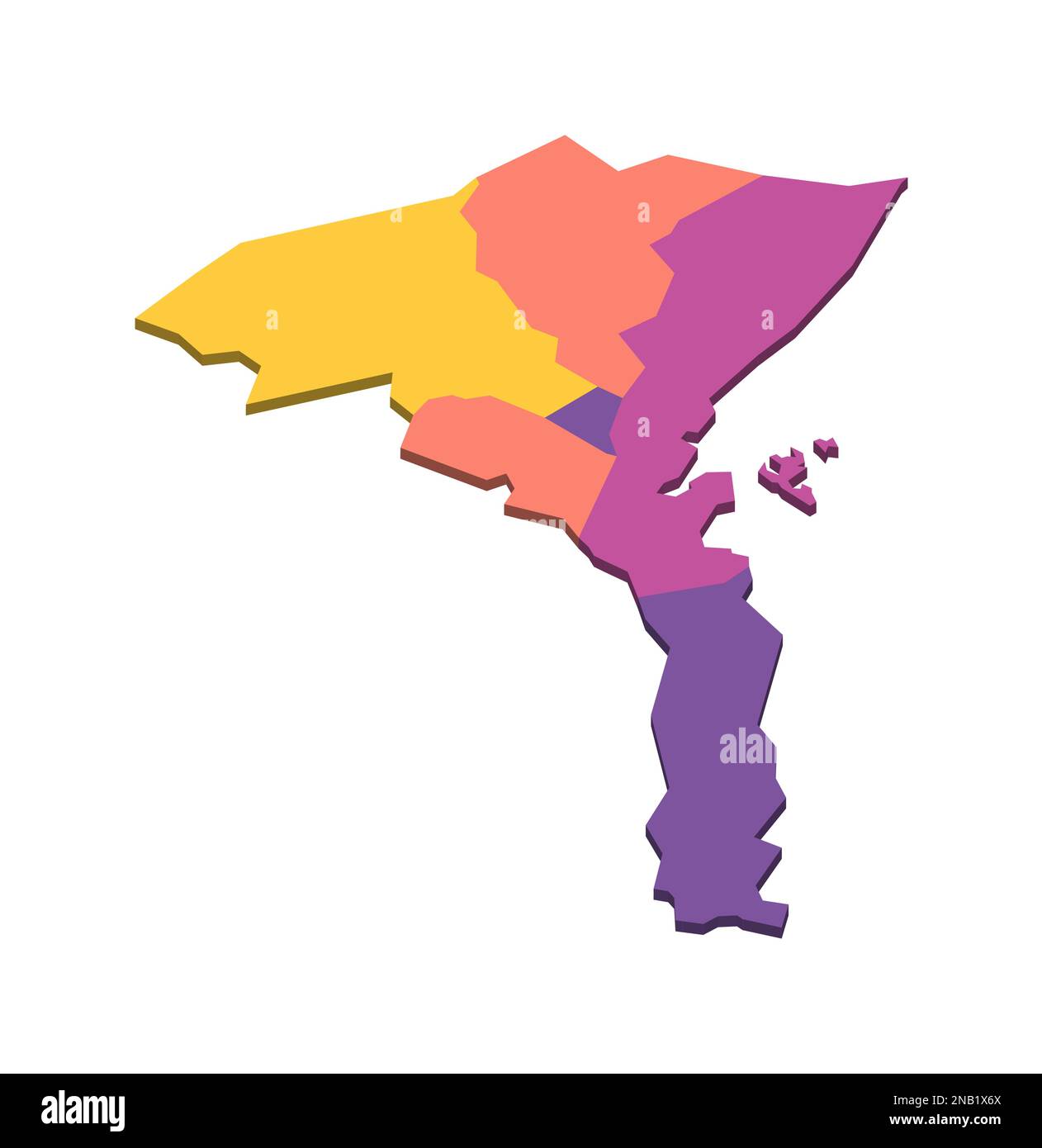 Eritrea political map of administrative divisions - regions. Isometric ...