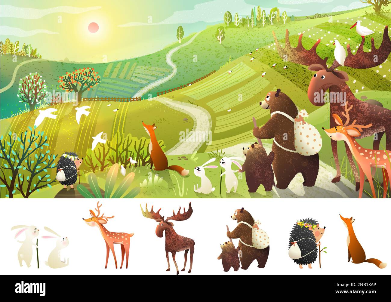 Elk with scenery background Stock Vector Images - Alamy