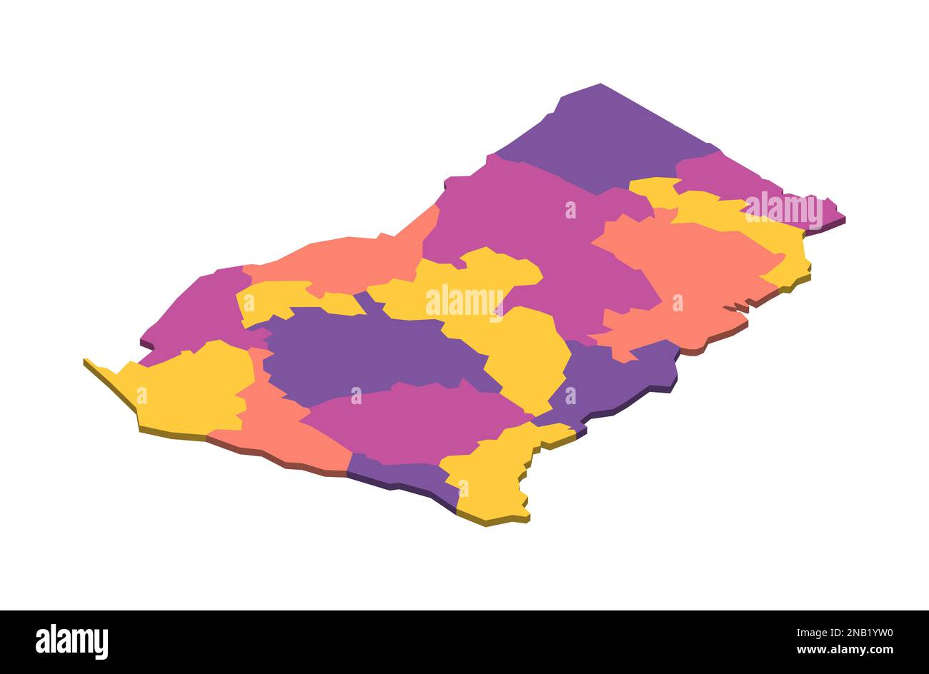 Ghana political map of administrative divisions - regions. Isometric 3D ...