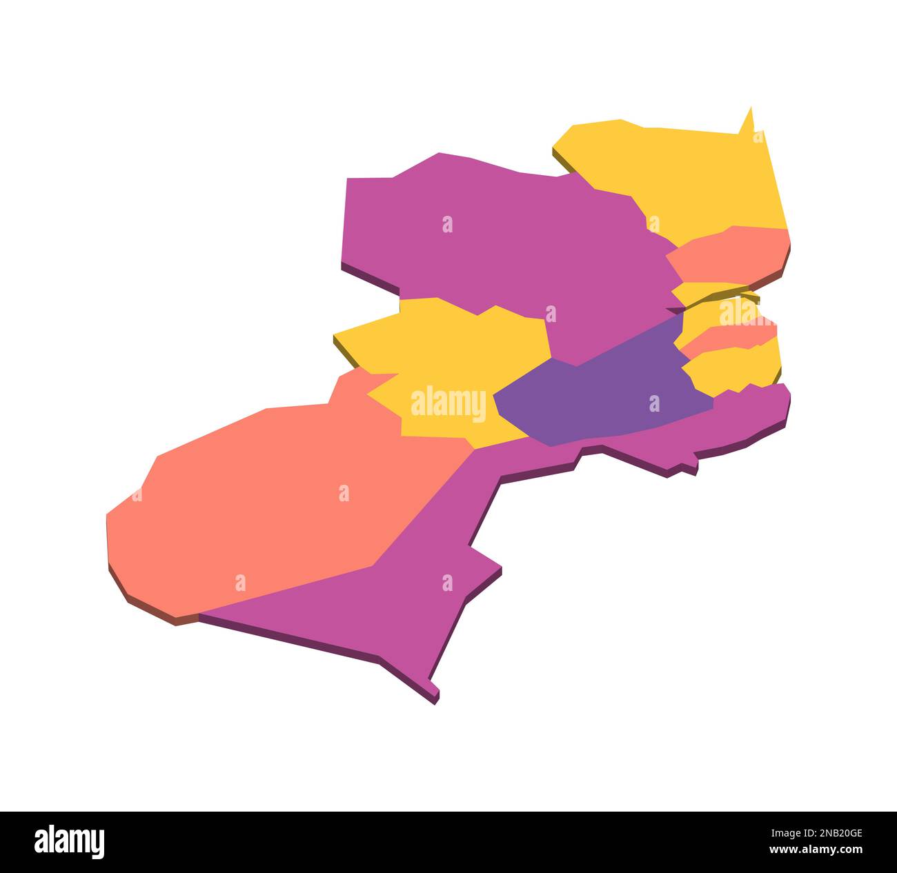 Guyana political map of administrative divisions - regions. Isometric ...