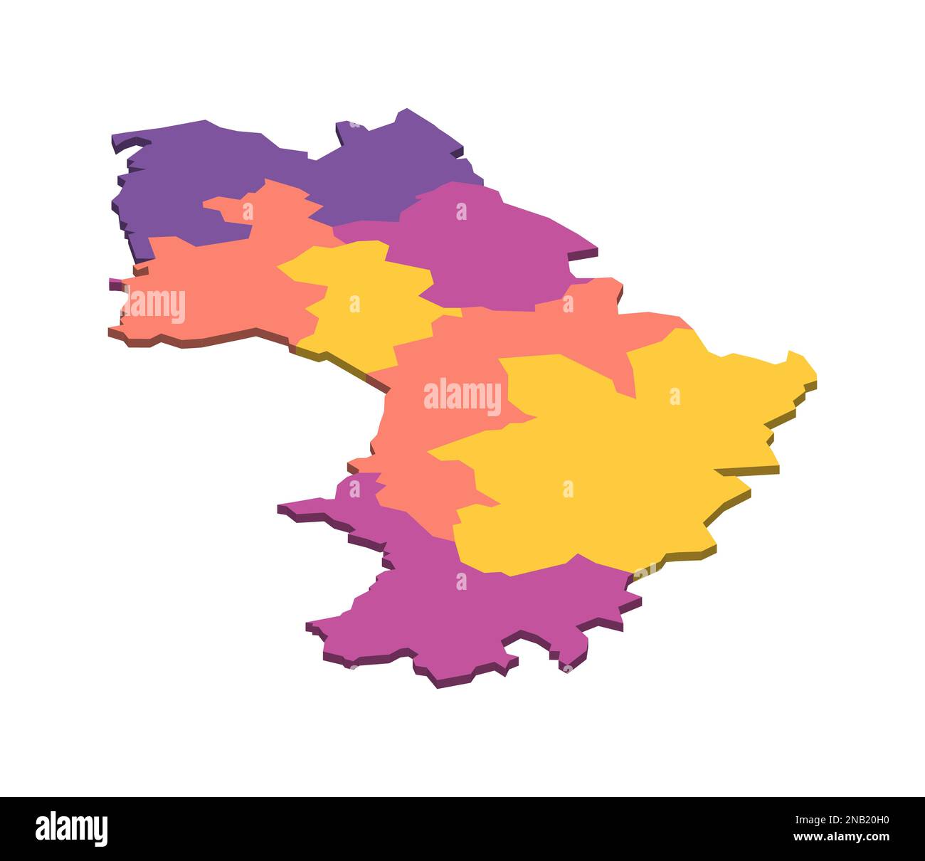 Guinea political map of administrative divisions - regions. Isometric ...