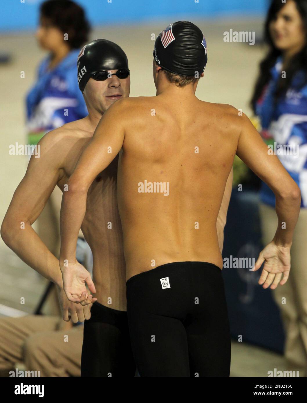 Ryan Freeley, of the United States, and teammate Arthur Frayler clash ...