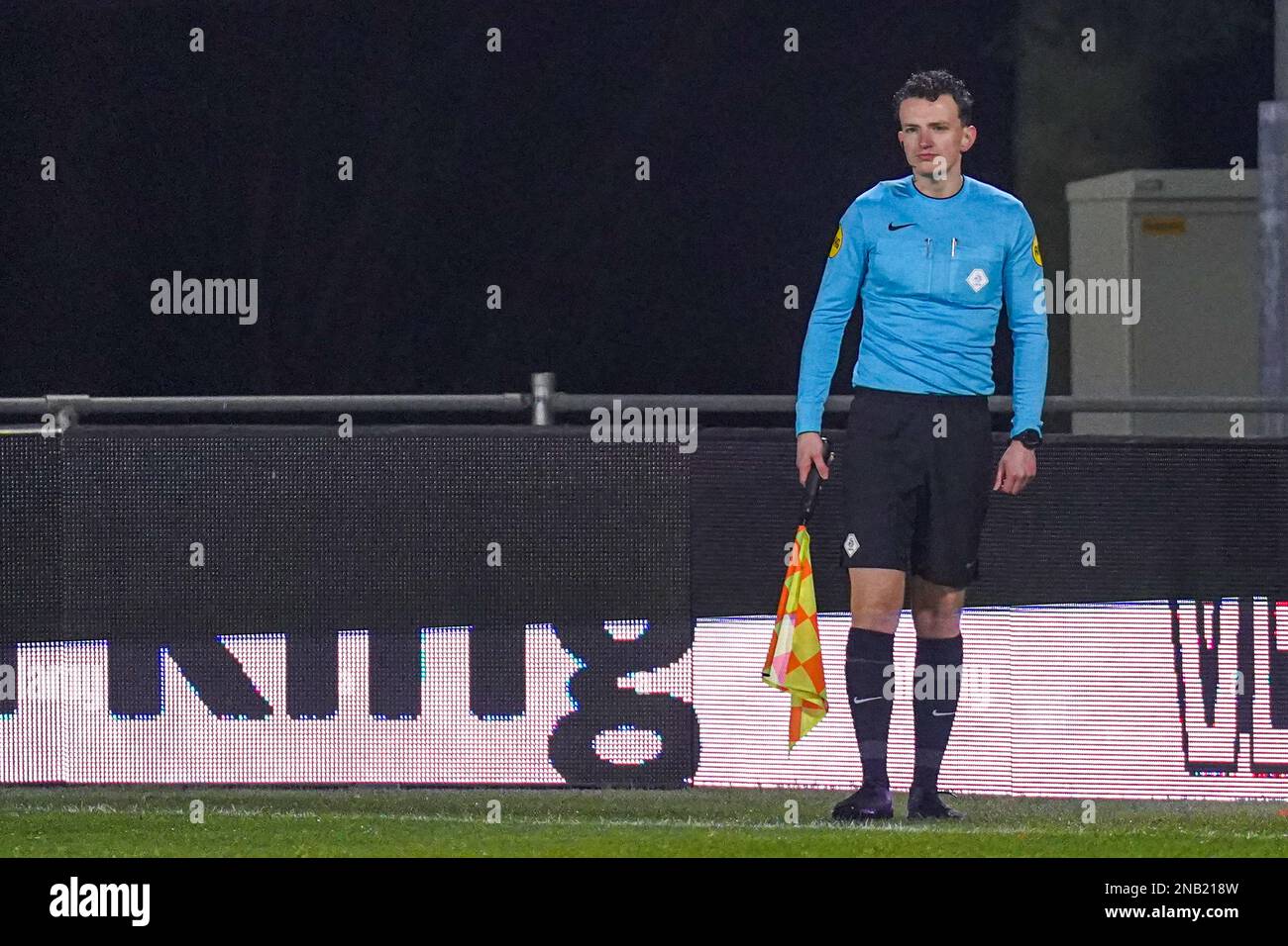 EINDHOVEN, NETHERLANDS - FEBRUARY 13: Assistent Referee Rick van Rijn ...