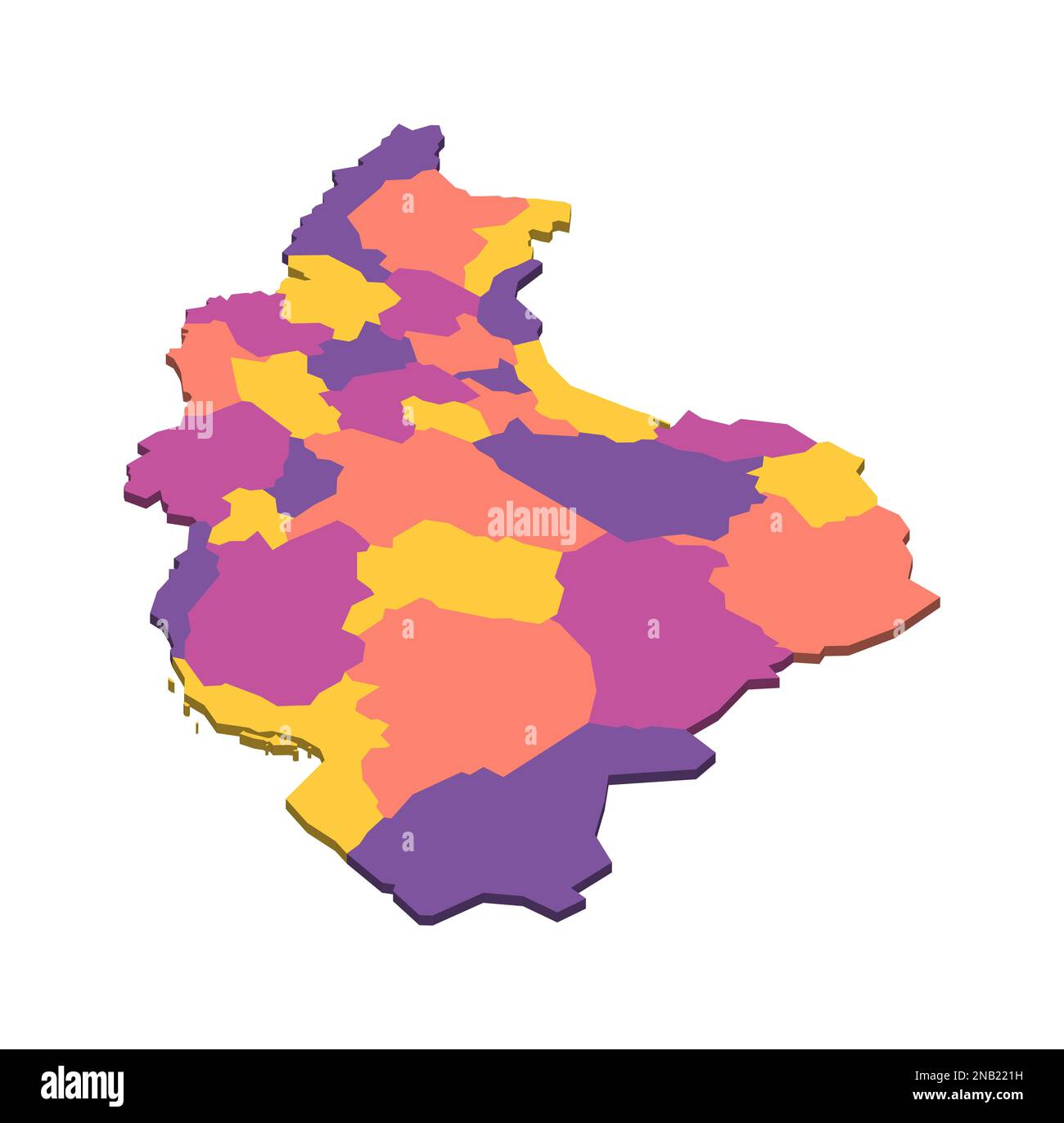 Iran political map of administrative divisions - provinces. Isometric 3D blank vector map in ...