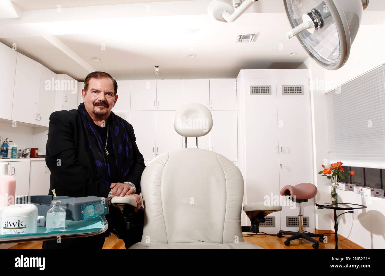 Dermatologist Arnold Klein poses for a portrait in his office in ...