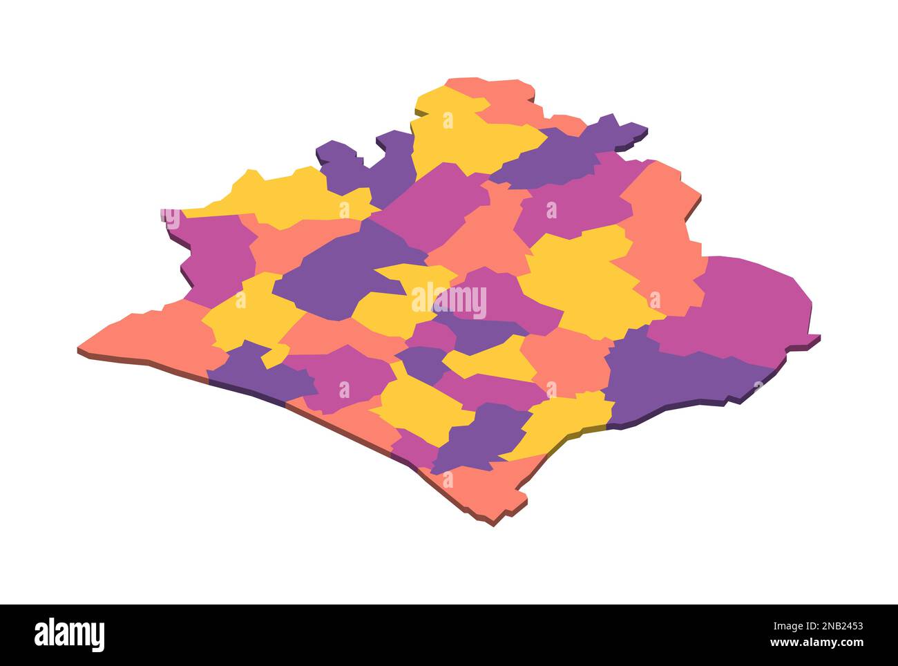 Ivory Coast political map of administrative divisions - regions and ...