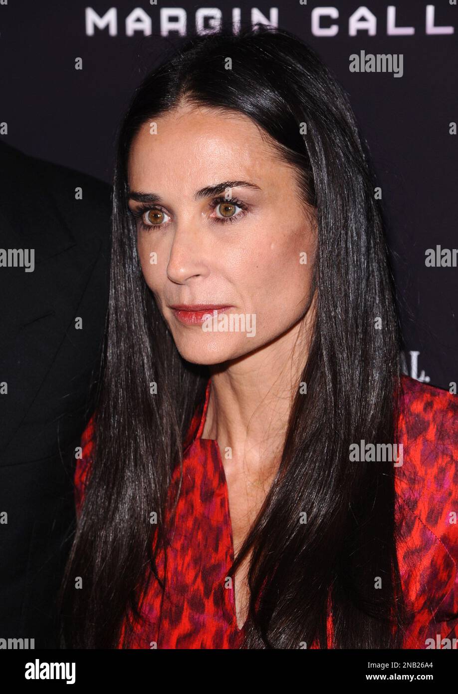 Actress Demi Moore attends the premiere of "Margin Call" on Monday, Oct. 17, 2011, in New York ...