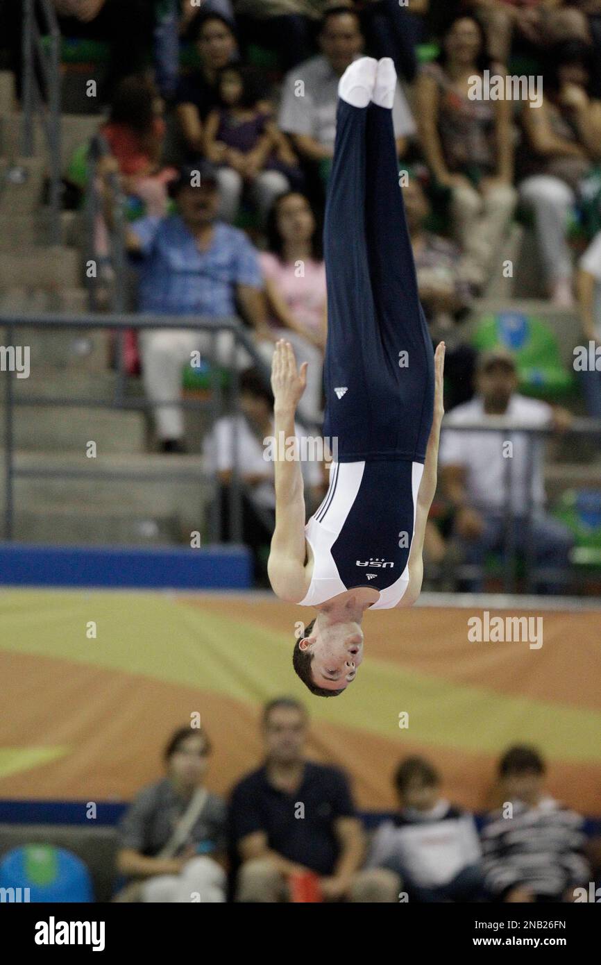 Steven Gluckstein, of the United States, competes in the rhythmic ...