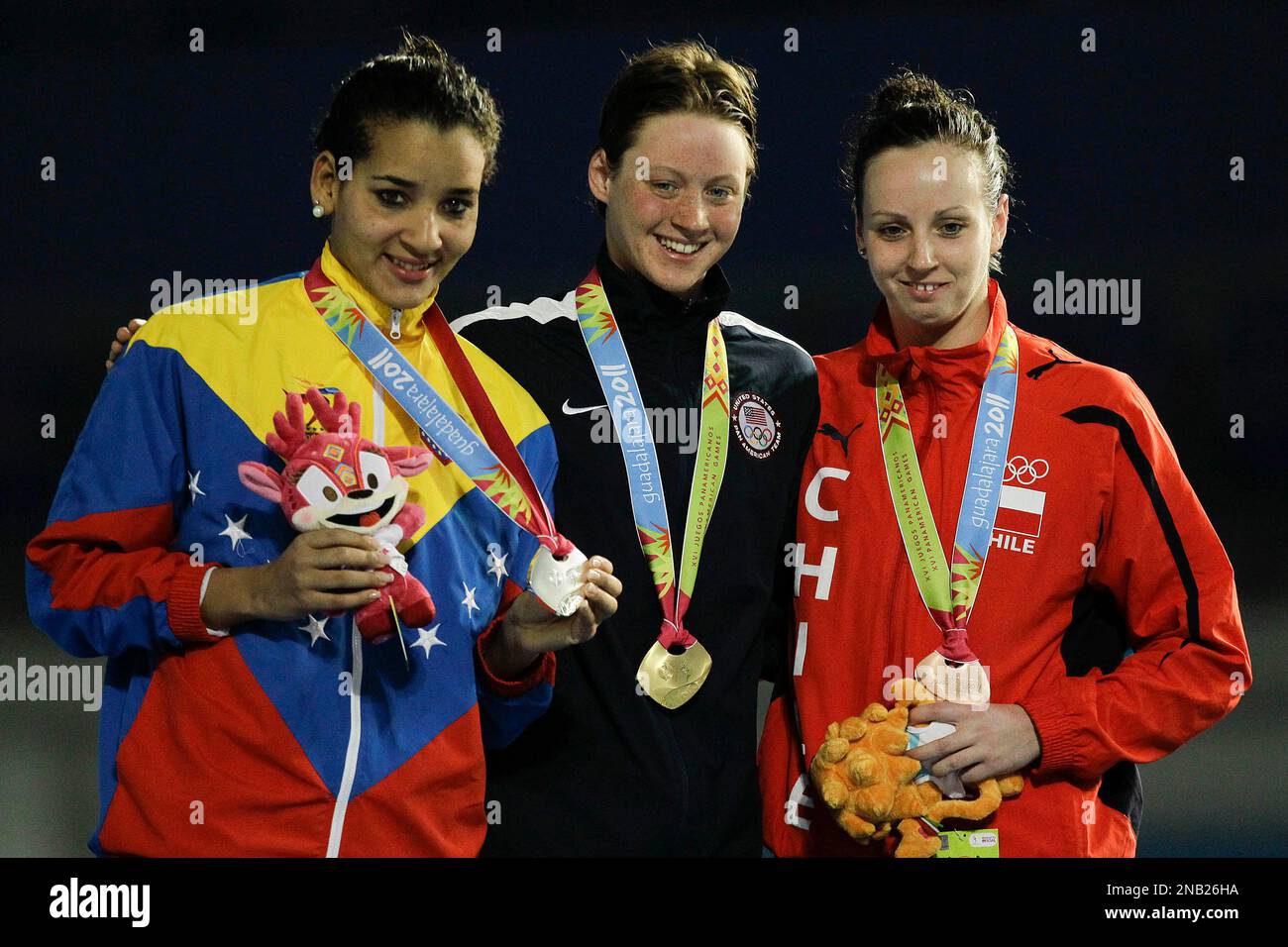 Venezuela's Andreina Pinto, left, Gillian Ryan of the United States ...