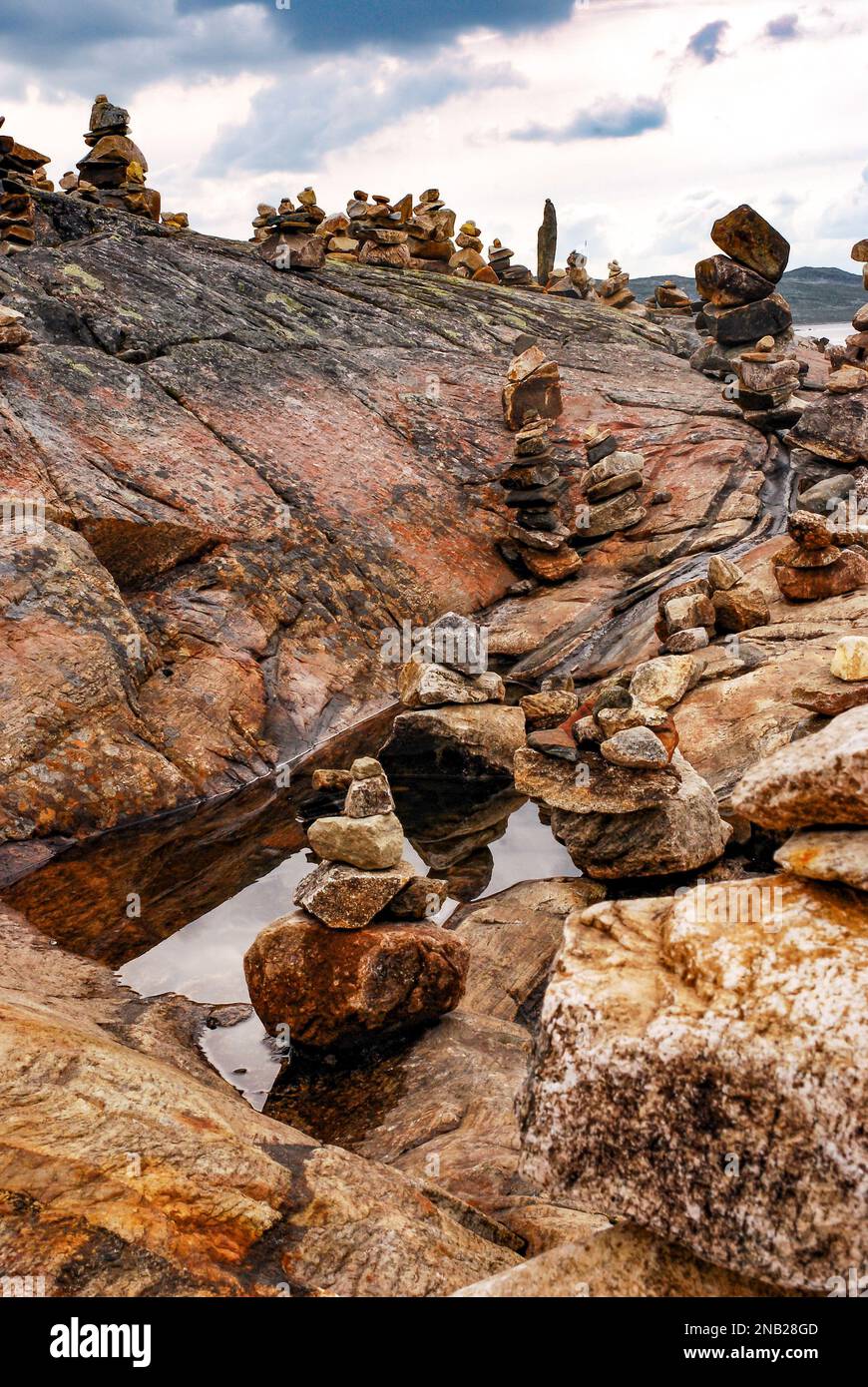 Stone pyramids. Norwegian fjord, Norway Stock Photo - Alamy