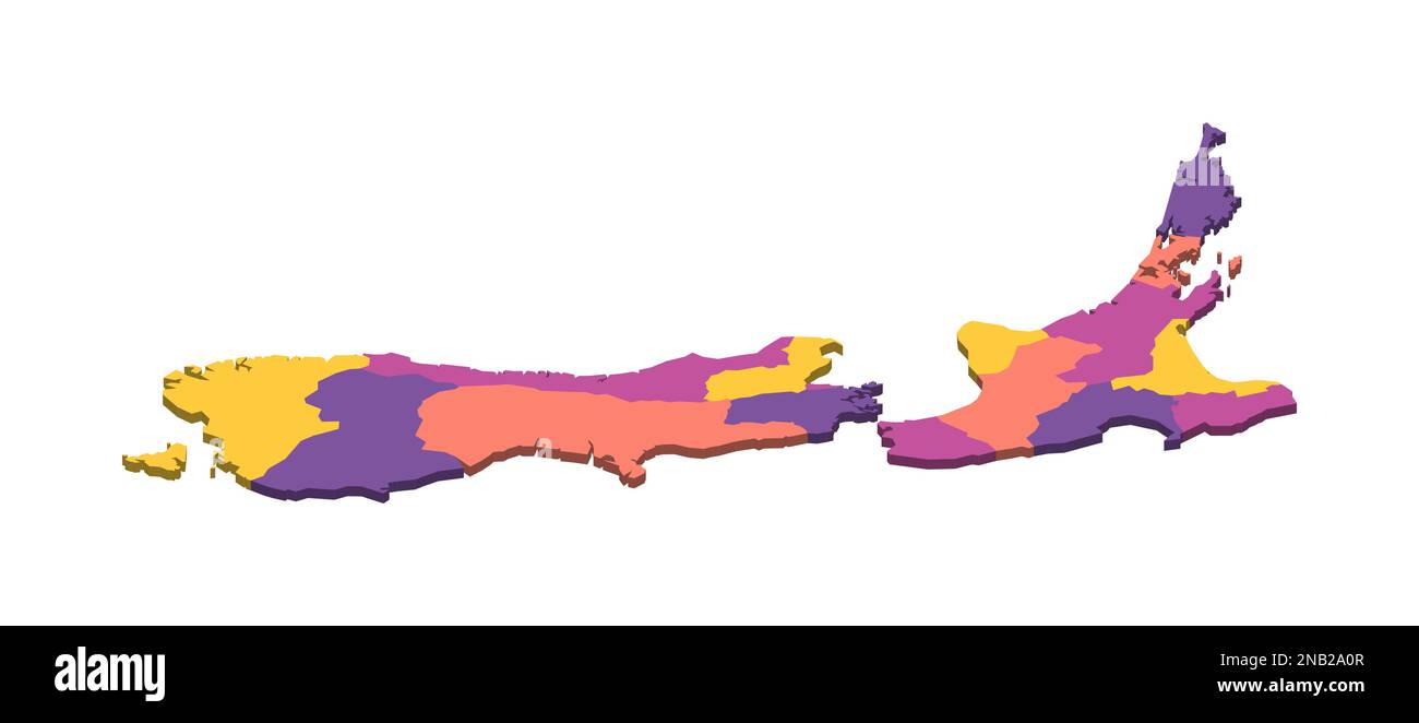 New Zealand political map of administrative divisions - regions ...
