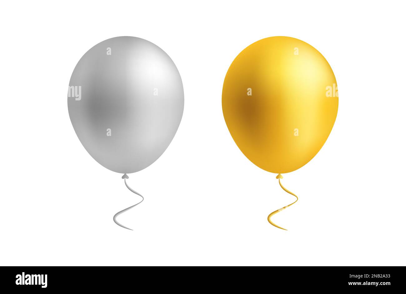 Silver Golden Party Celebration Balloon Set Vector Illustration Stock ...