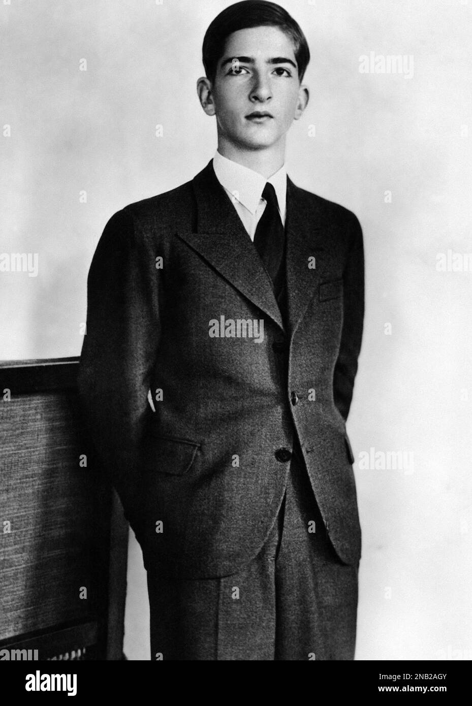 Portrait of King Peter in Belgrade, Yugoslavia, the15-year-old monarch ...