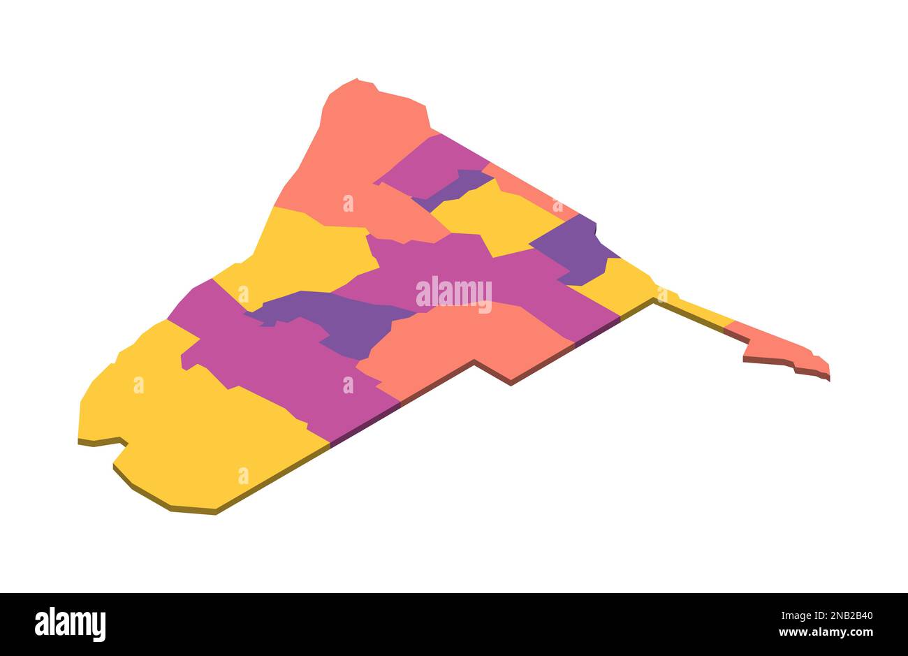 Namibia political map of administrative divisions - regions. Isometric ...