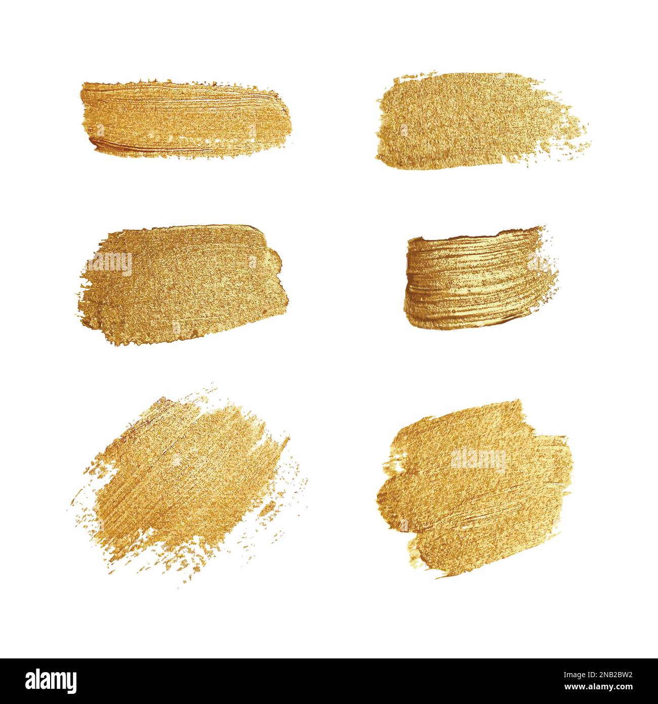 Set of brush strokes of gold paint. Abstract gold glittering textured art illustration Stock ...