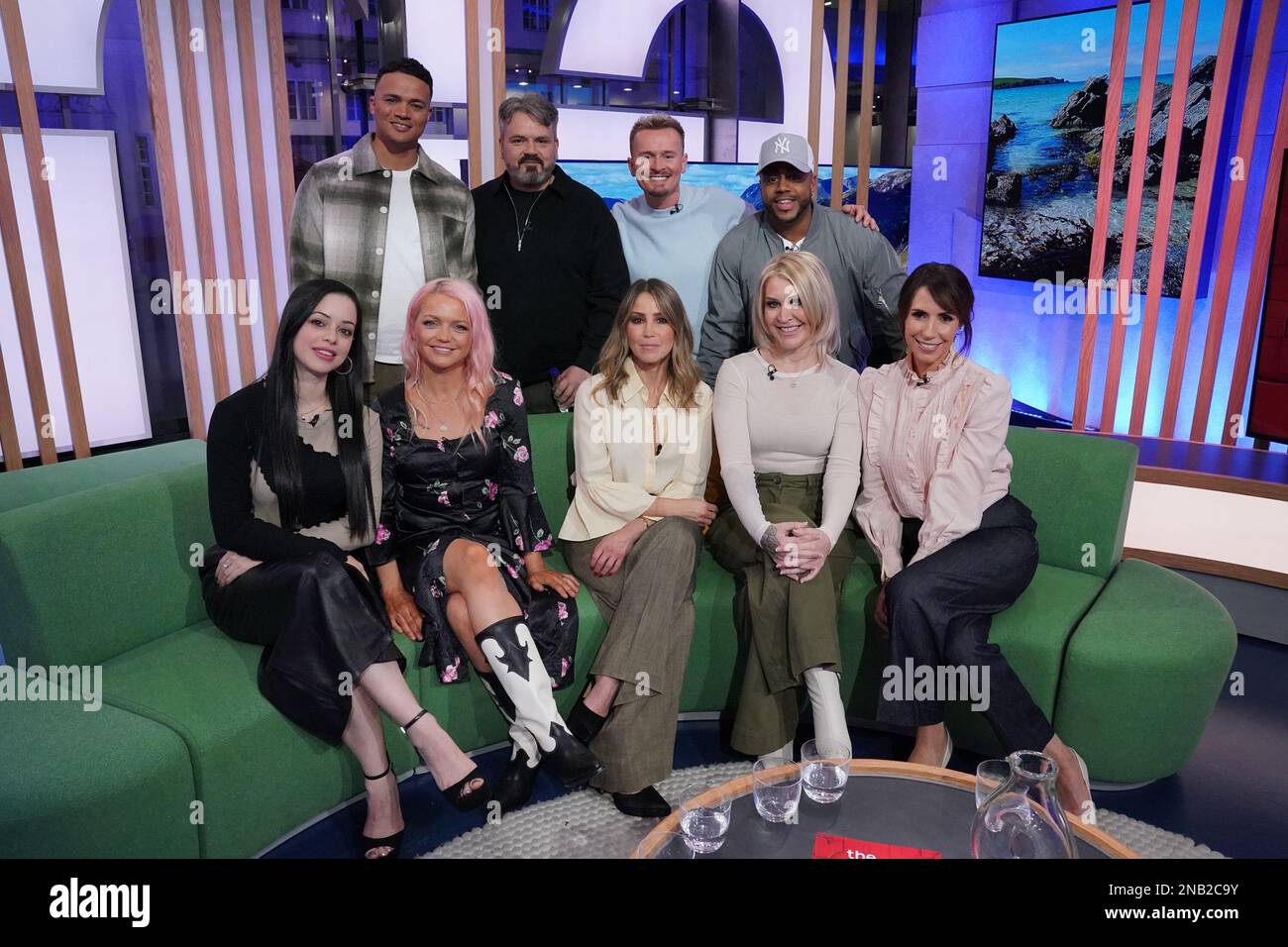 Presenters Jermaine Jenas (back left) and Alex Jones (seated front ...