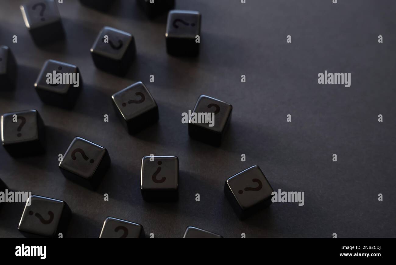 Scattered question marks blocks and copy space. Find an answer to a ...