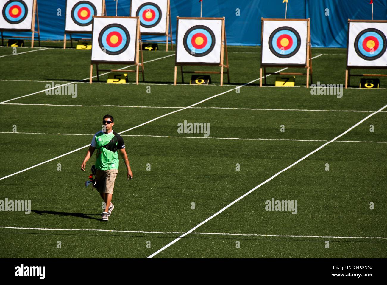 Mexico's Juan Rene Serrano walks on the field during an archery ...