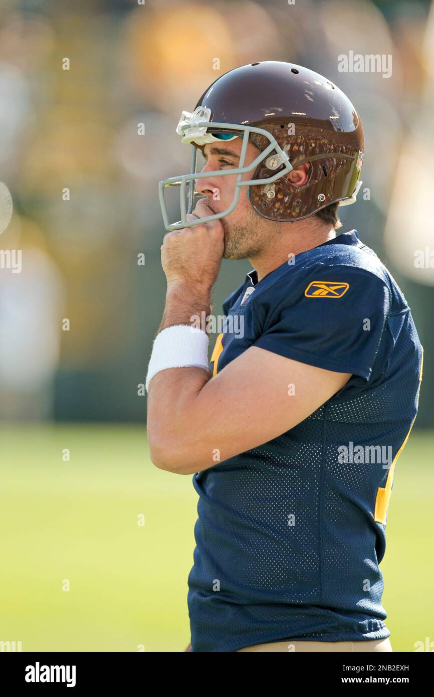Green Bay Packers quarterback Aaron Rodgers before an NFL football game Sunday, Oct. 16, 2011 ...
