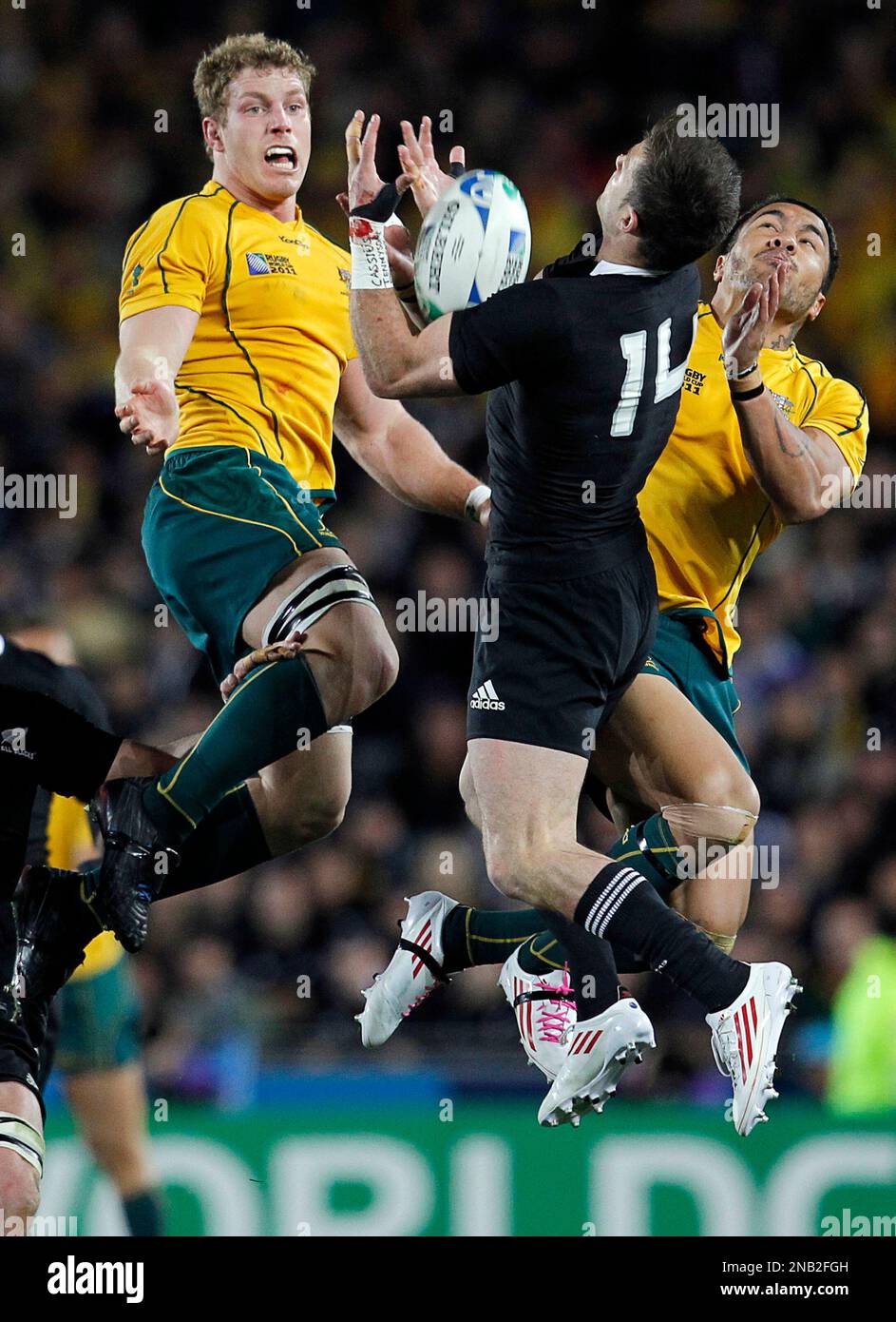 New Zealand All Blacks Cory Jane takes the ball as Australia's Rocky ...