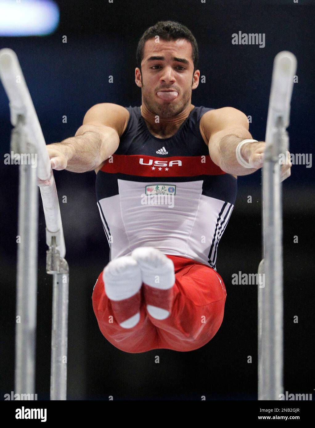 Danell Leyva of the U.S. performs on his way to winning the gold medal ...