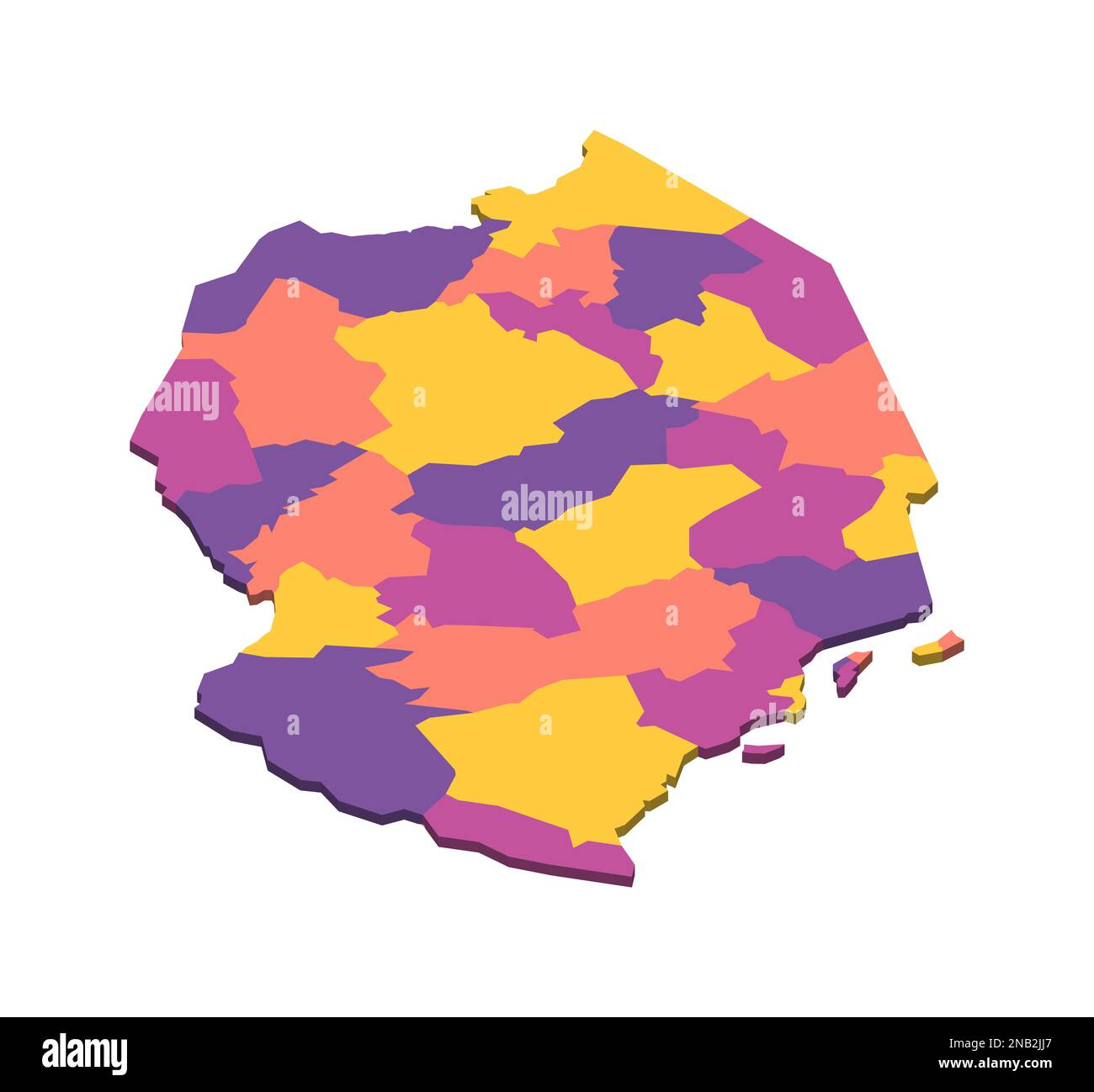 Tanzania political map of administrative divisions - regions. Isometric ...