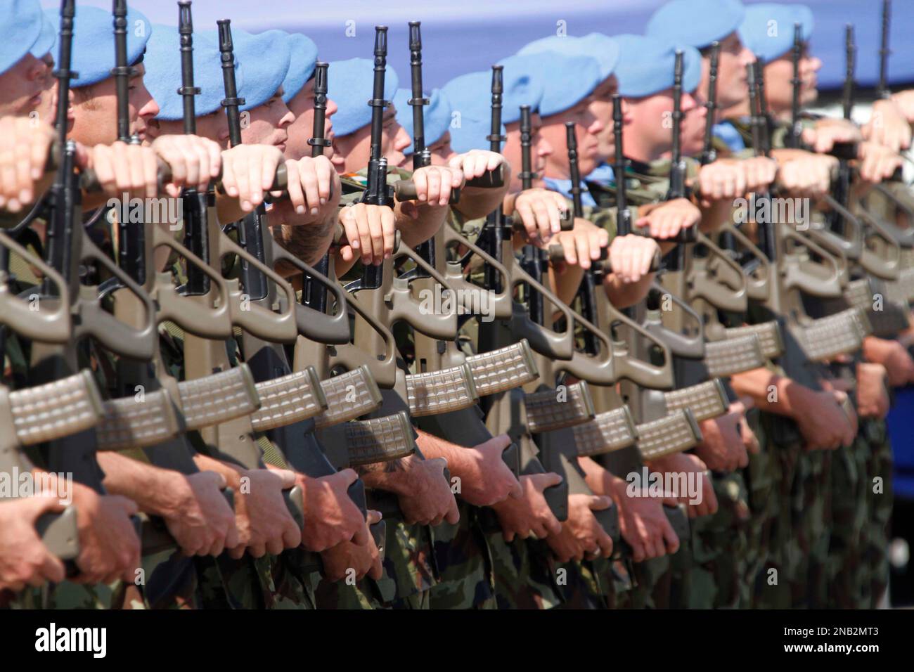 Irish UN peacekeeper soldiers, salute upon the arrival of the Irish ...