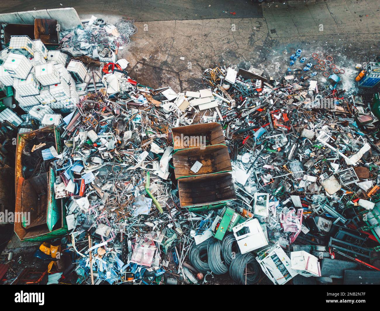 Aerial view of huge pile of garbage at the recycling center Stock Photo ...