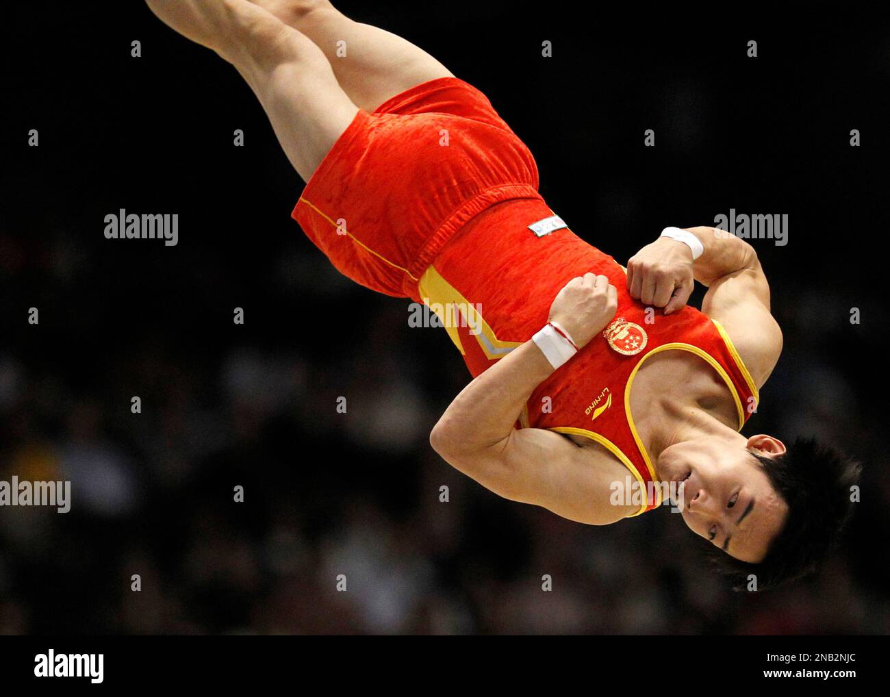 China's Zou Kai competes on his way to winning the silver medal during ...