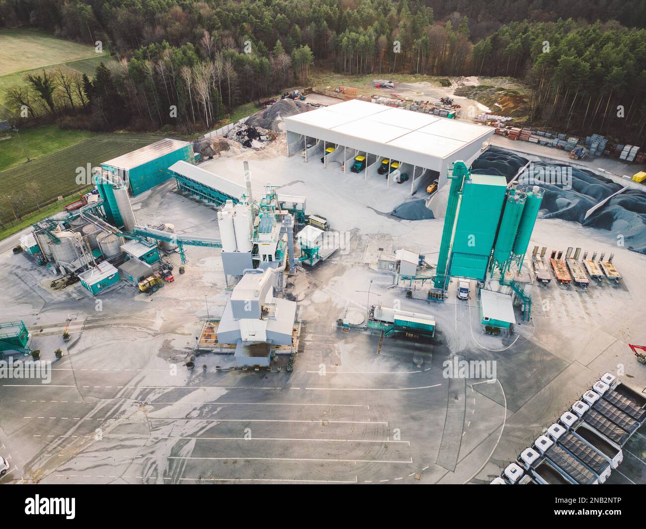 Heavy machinery on the grounds at the construction company base Stock ...