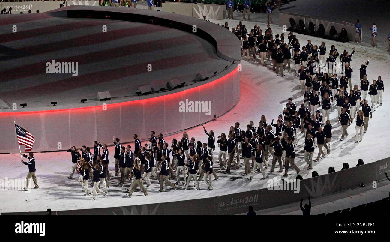 US's athletes parade during the opening ceremonies for the 2011 Pan ...