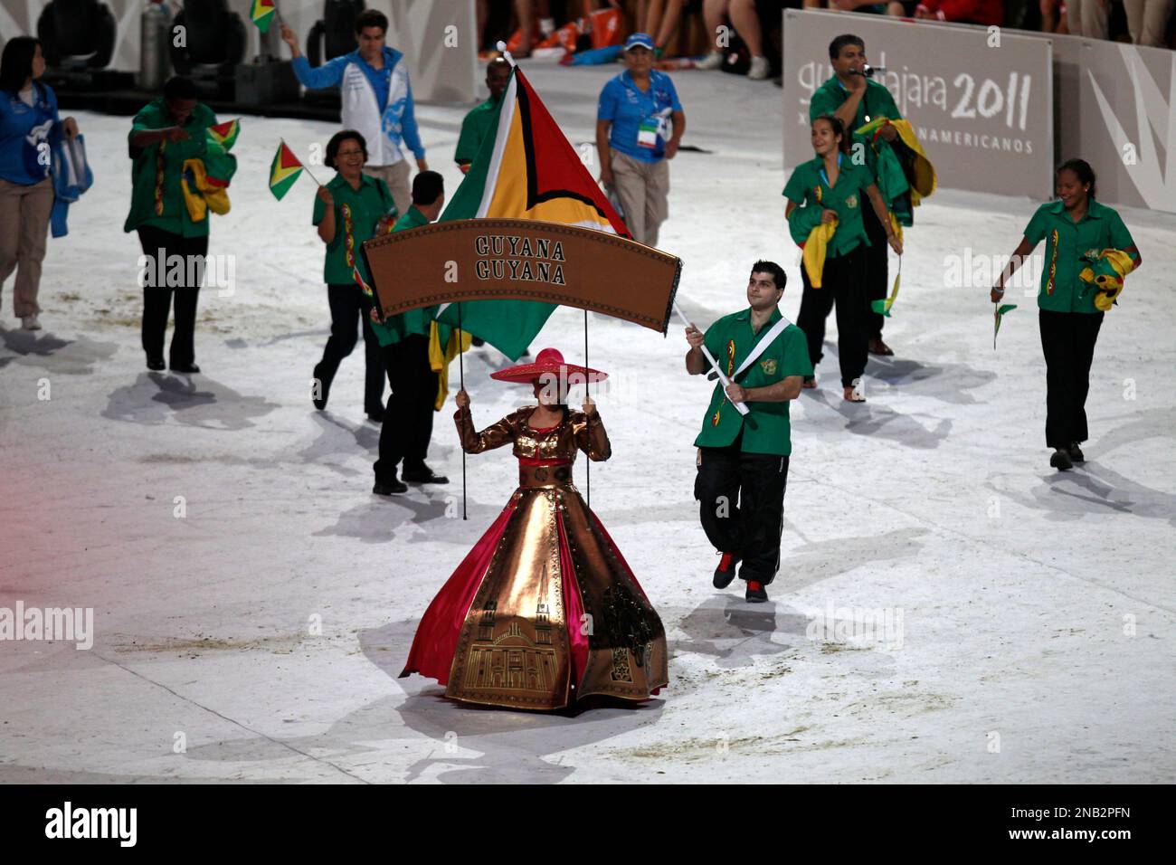 Guyana's team parades during the opening ceremonies for the 2011 Pan ...