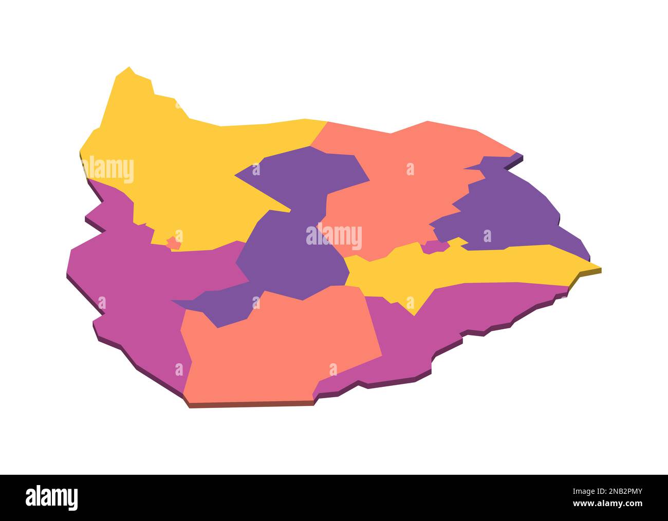 Zimbabwe political map of administrative divisions - provinces. Isometric 3D blank vector map in ...