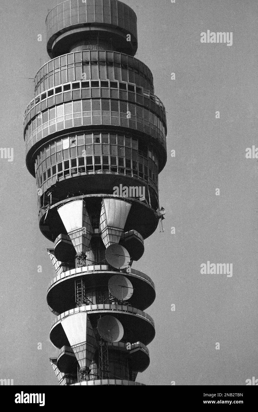 View of the Post Office Tower, London’s tallest building after a bomb ...