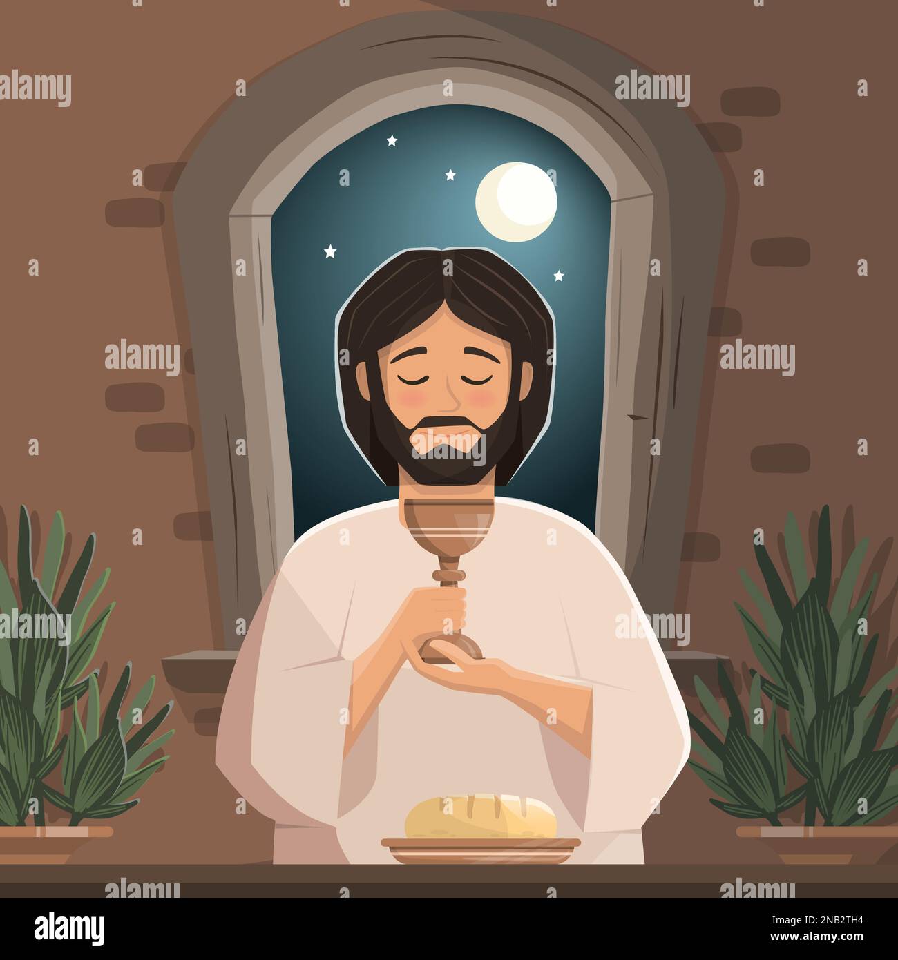 Maundy Thursday. Last Supper of Jesus Christ before the Passion. Vector ...