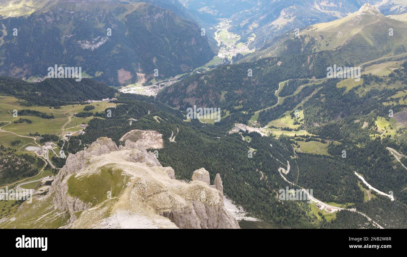 An aerial view of the mountain peaks of the Dolomites in Italy Stock ...