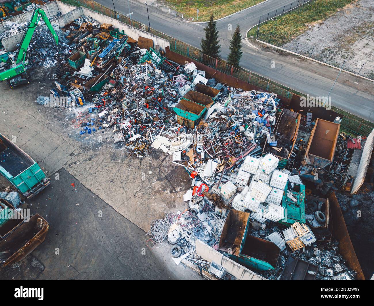 Sorting out garbage at recycling center, waste treatment plan Stock ...