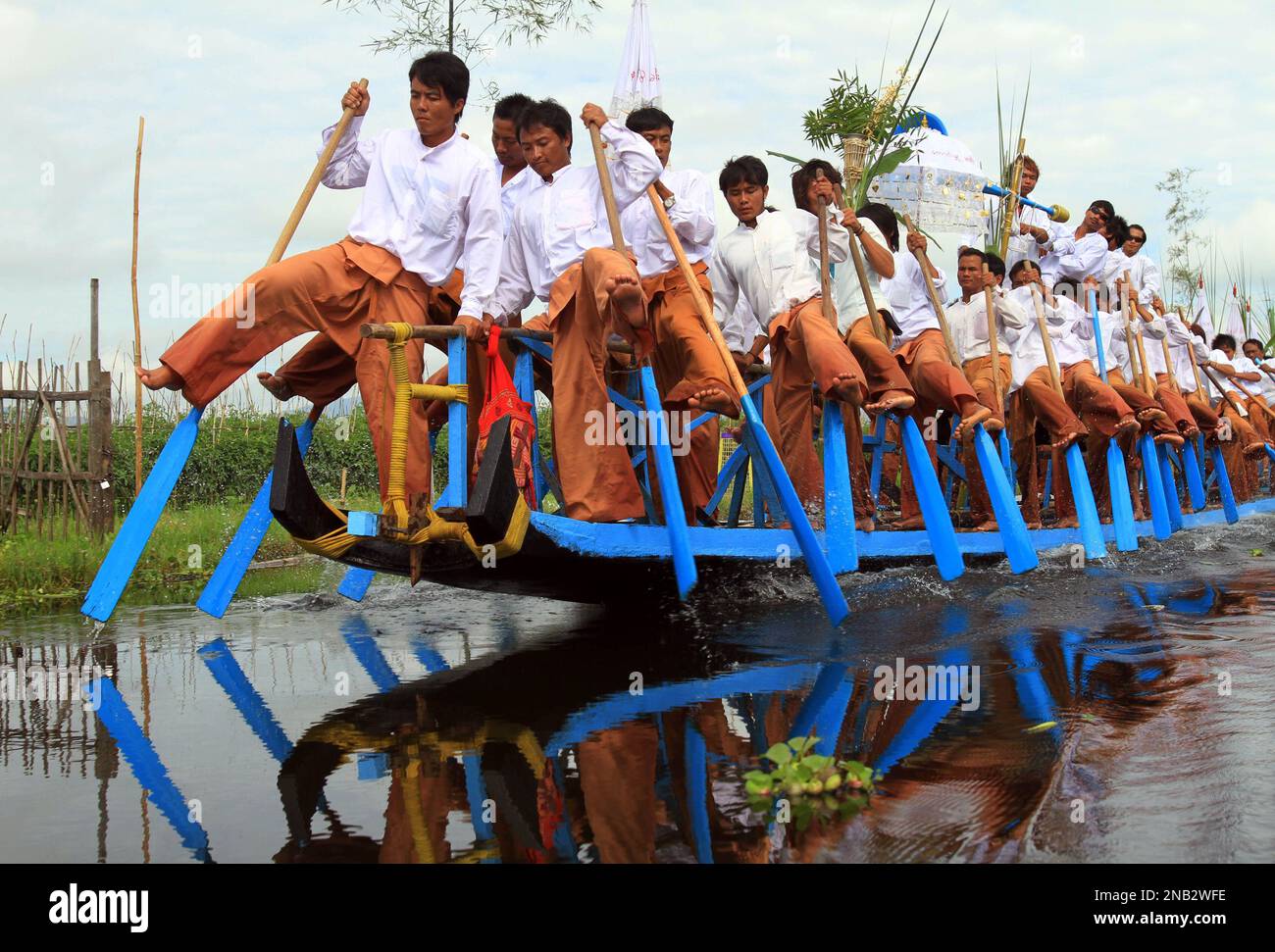 In this photo taken Sunday, Oct. 9, 2011, men from Myanmar's Intha ...