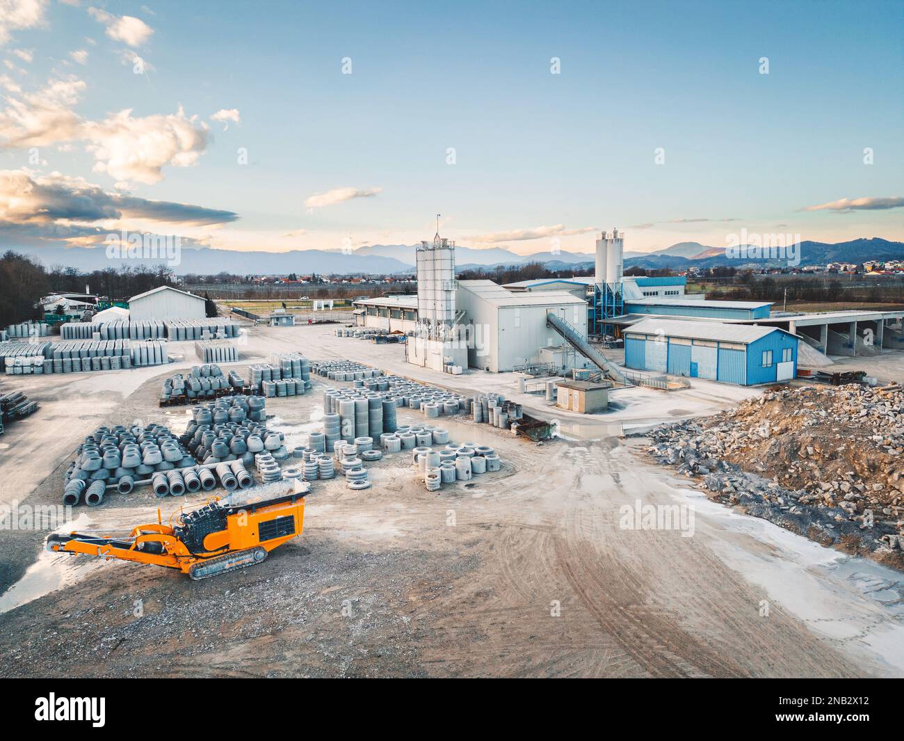 Large open storage site of construction company firm full of ...