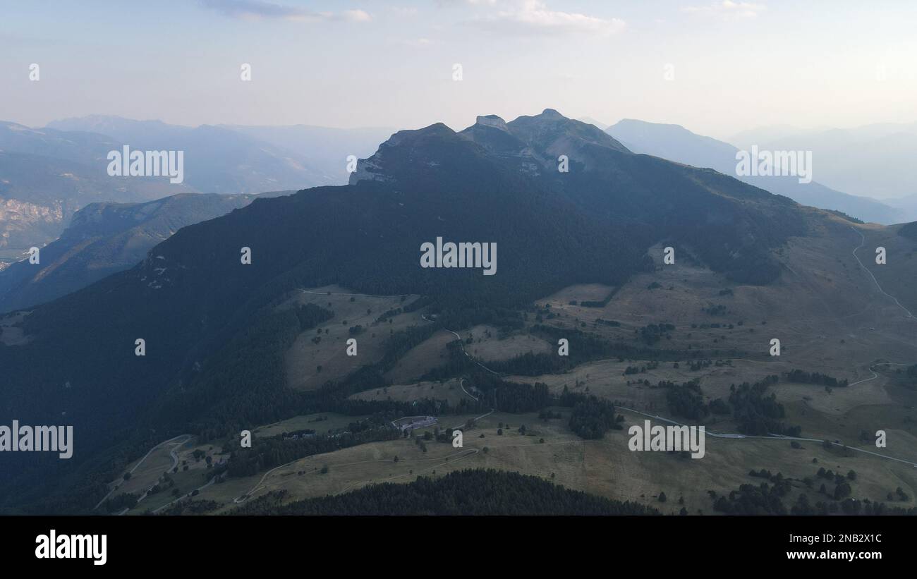 An aerial view of the mountain peaks of the Dolomites in Italy Stock ...