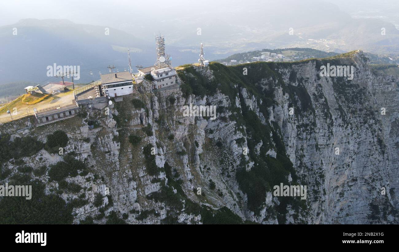 An aerial view of the mountain peaks of the Dolomites in Italy Stock ...