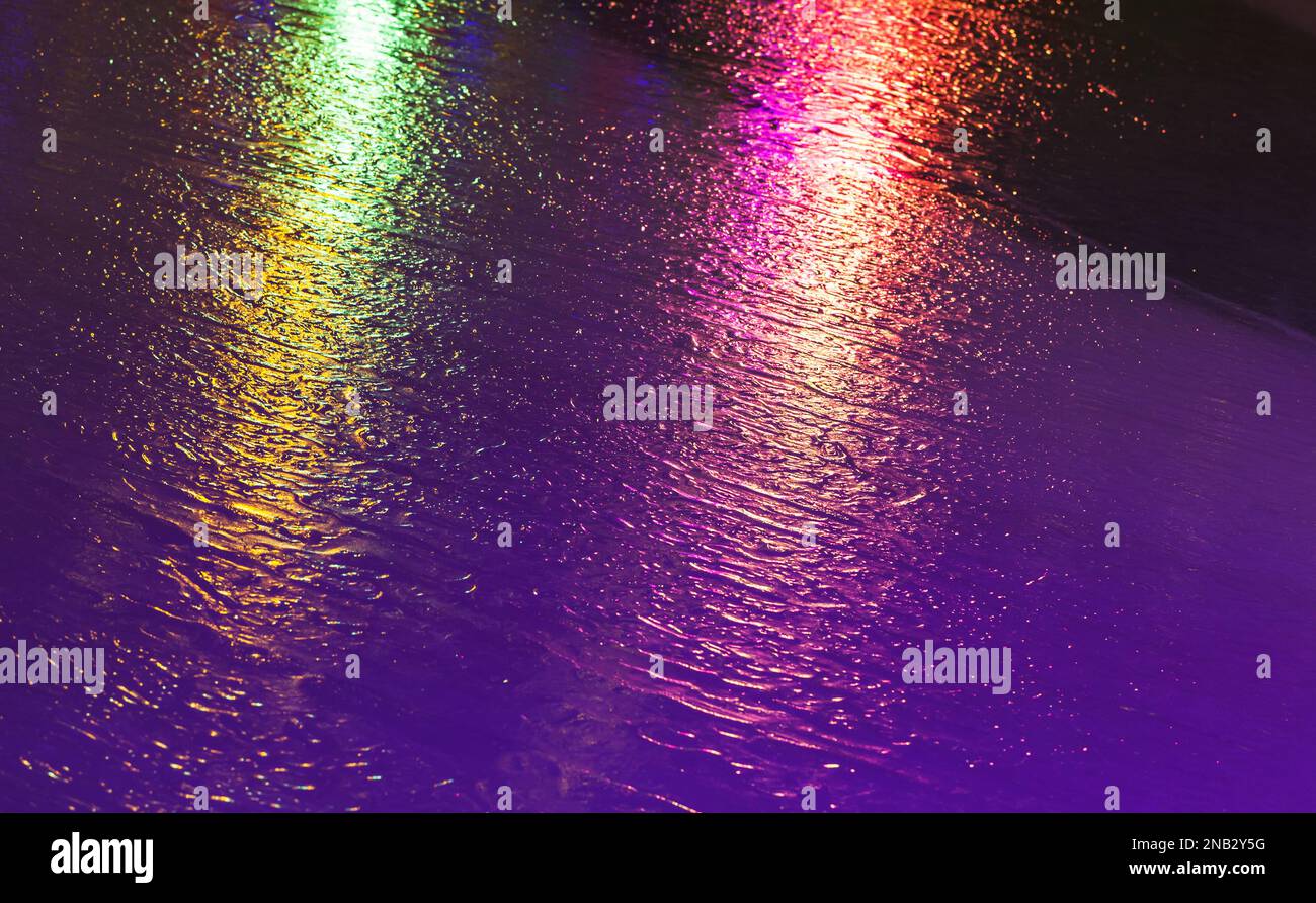 Shiny ice rink texture with colorful reflections, abstract skating ...