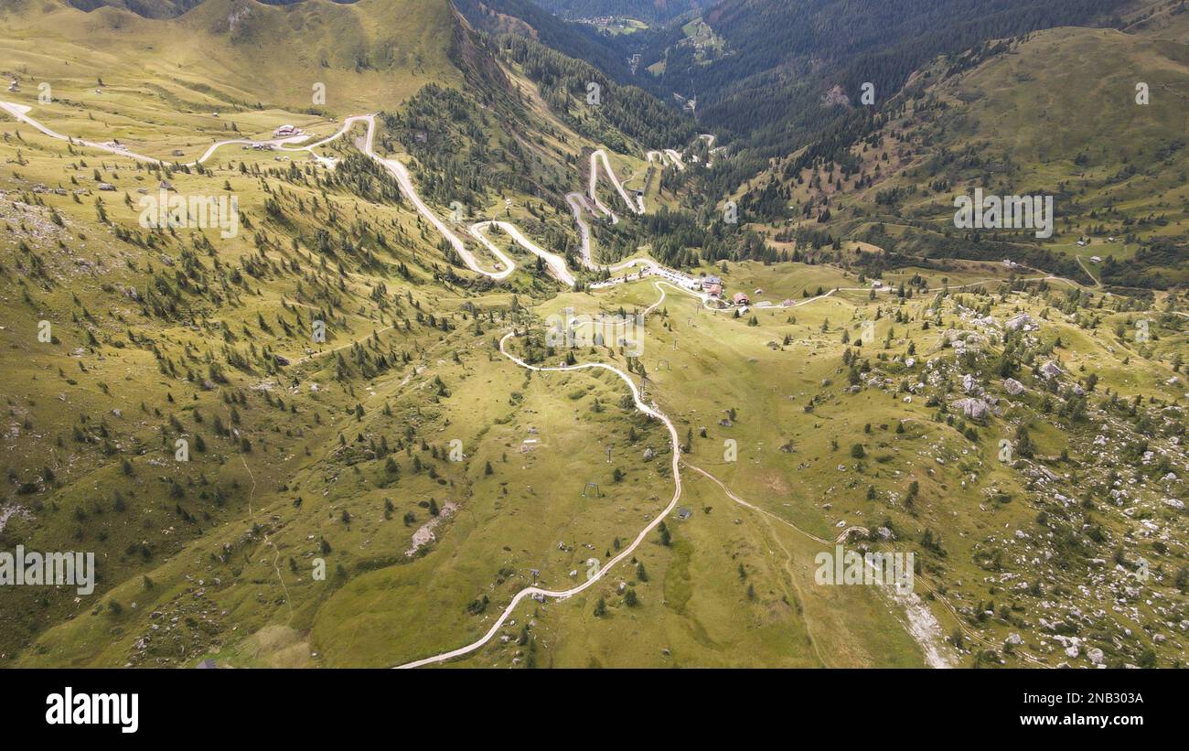 An aerial view of the mountain peaks of the Dolomites in Italy Stock ...