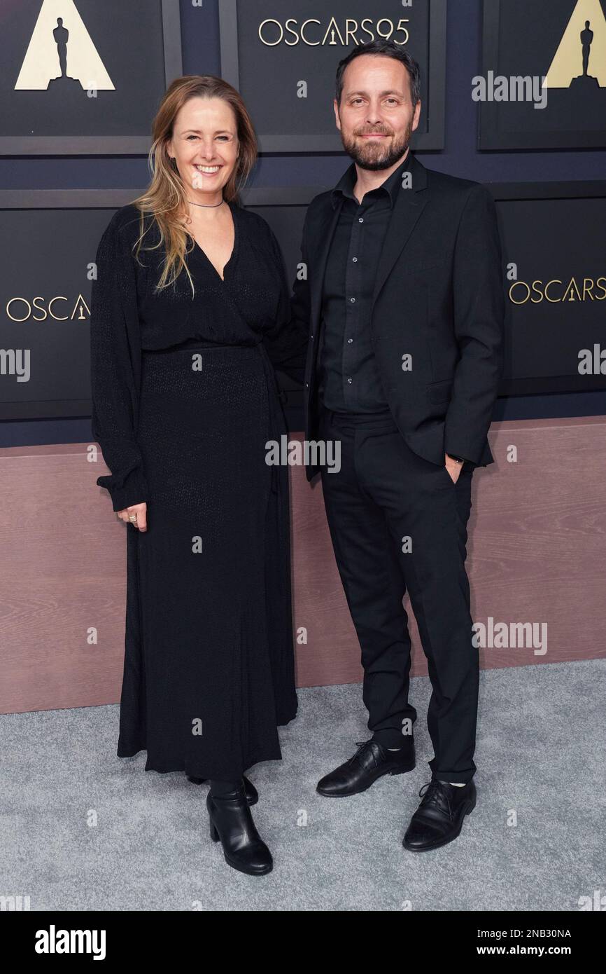 Monica Hellstrom, left, and Simon Lereng Wilmont arrive at the 95th ...
