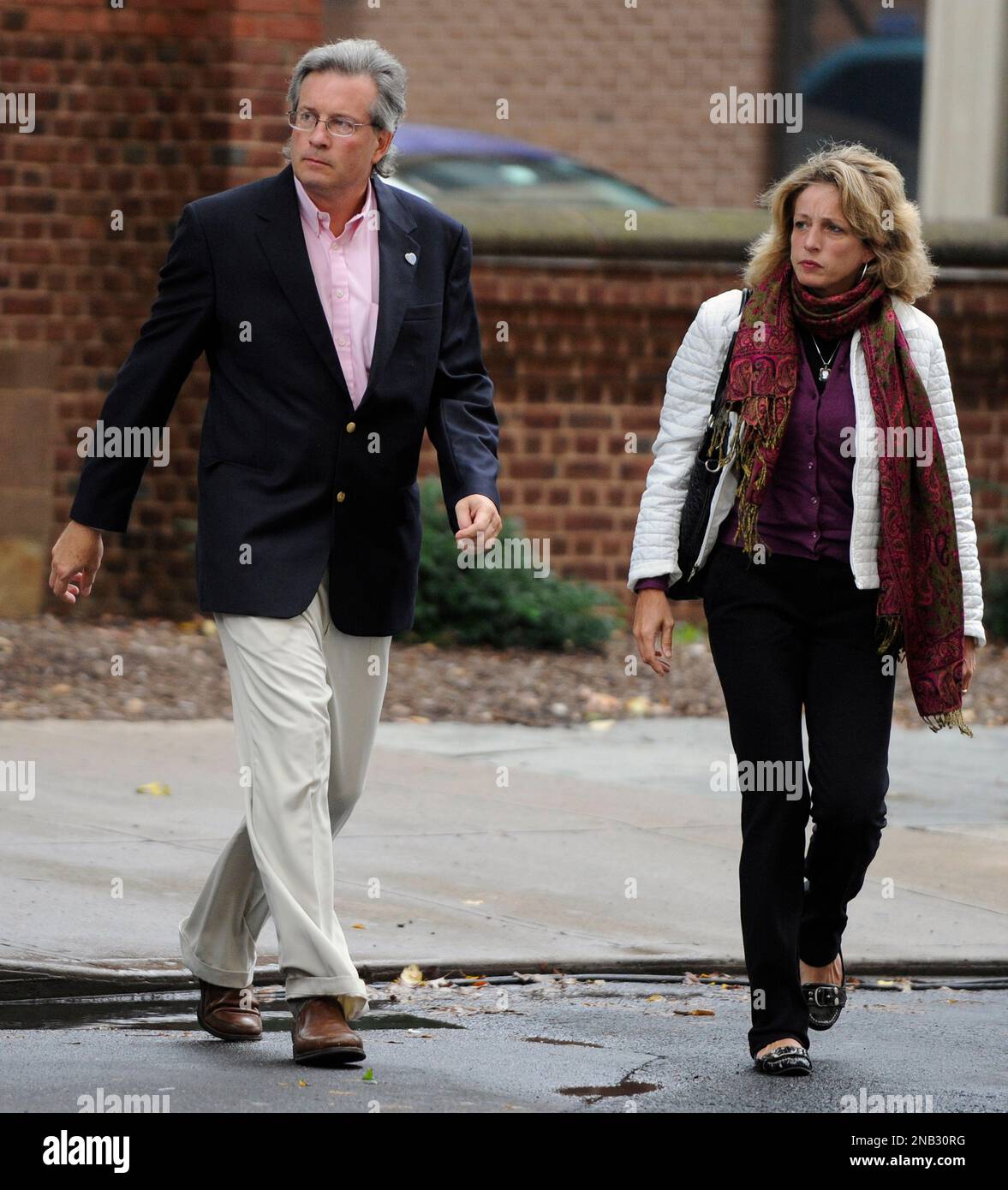 Dr. William Petit Jr., left, and his sister, Johanna Chapman, arrive at ...