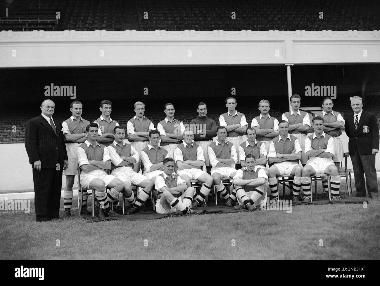 Members of the Arsenal football club pose at Highbury, London, United ...