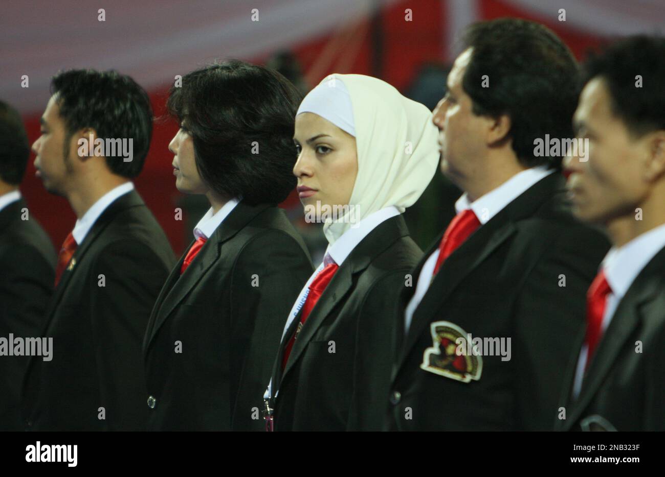 Referees lineup before the start of Men's Nan dao section of the 11th ...
