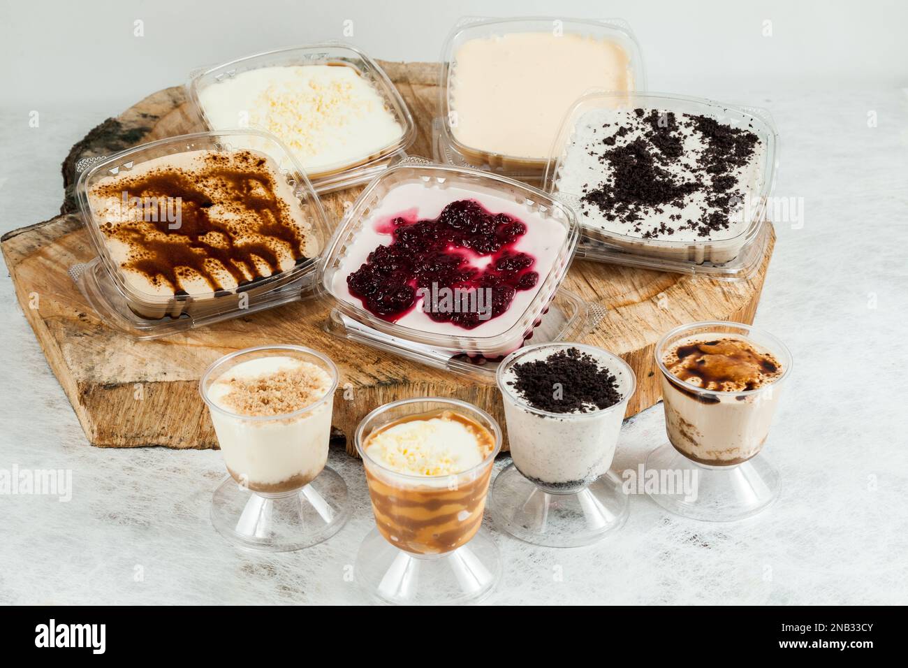 Panna cotta - desserts of different flavors and presentation Stock ...