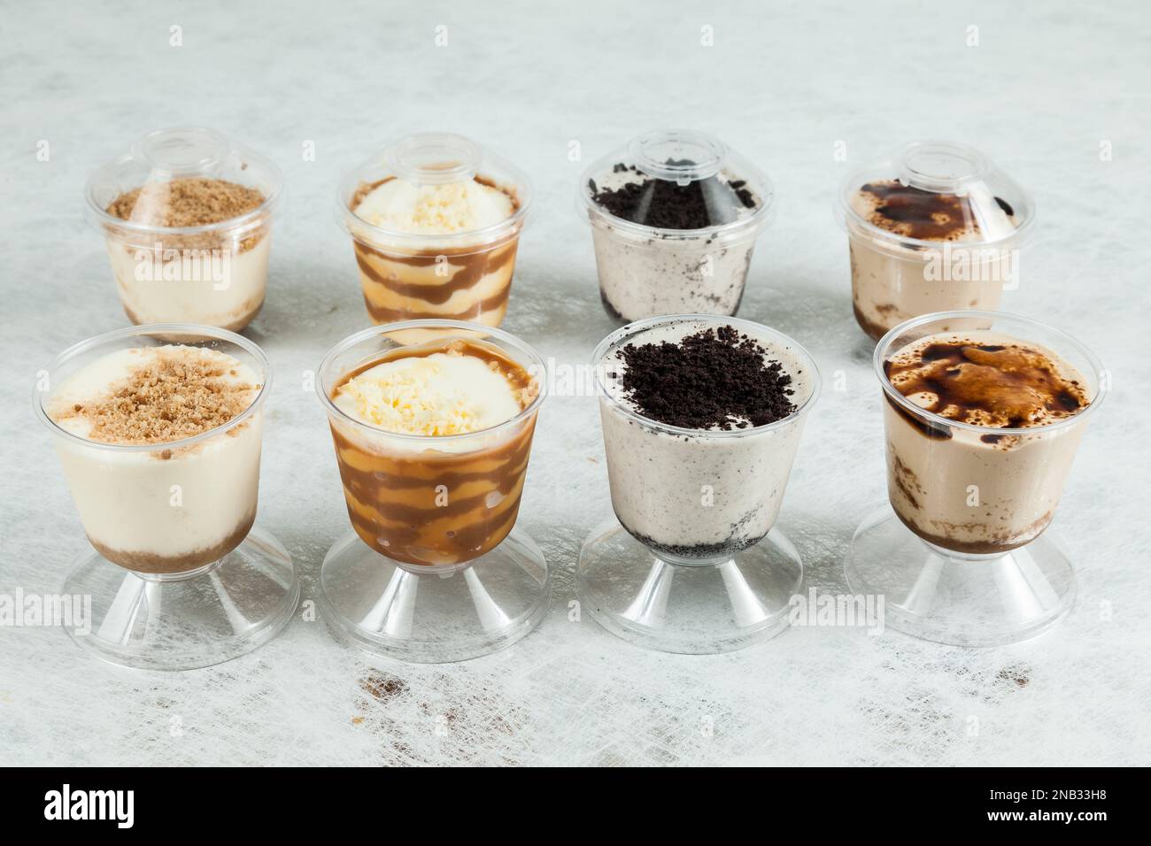 Panna cotta - desserts of different flavors and presentation Stock ...