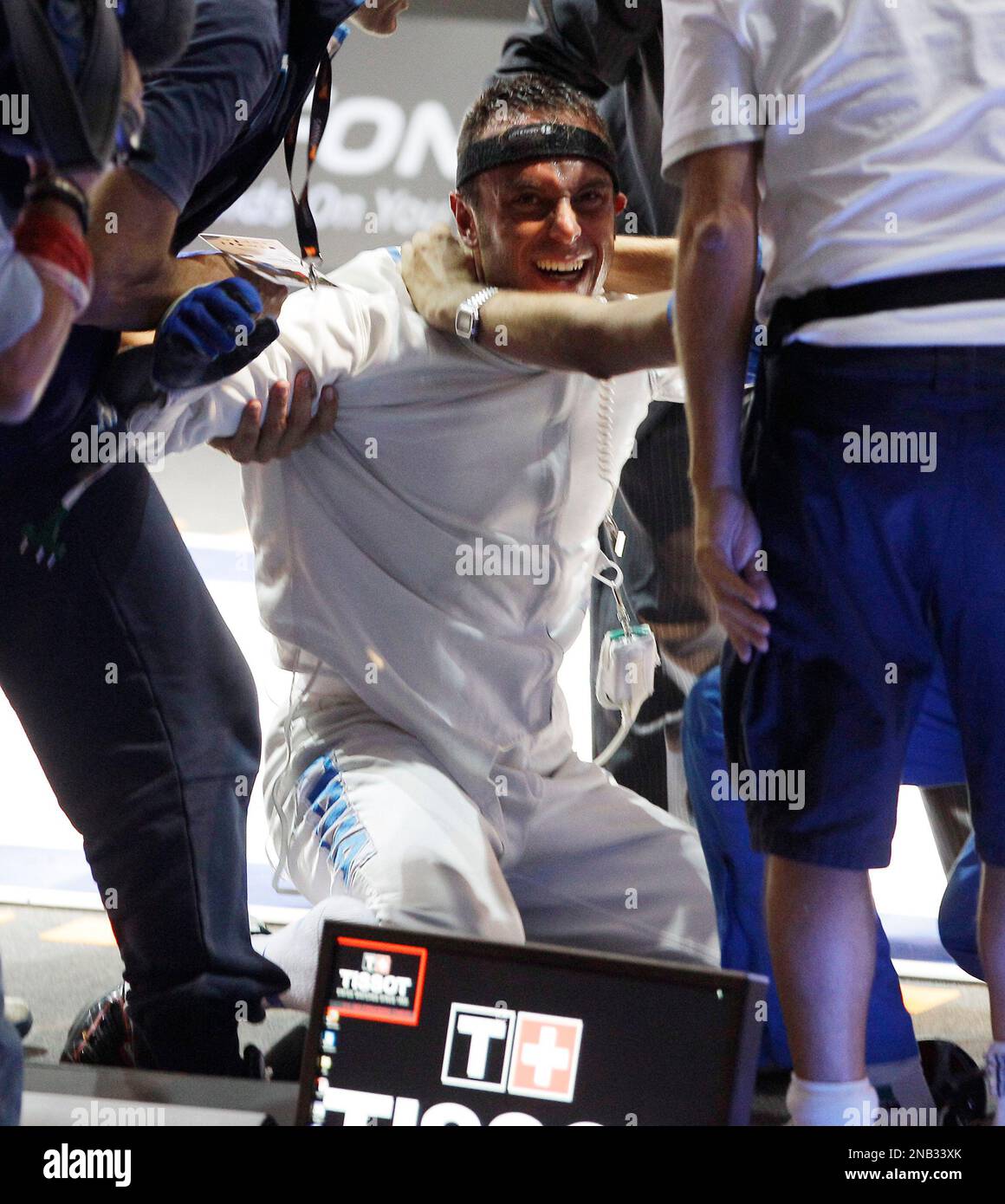 Italy's Paolo Pizzo celebrates after winning a men's individual epee ...